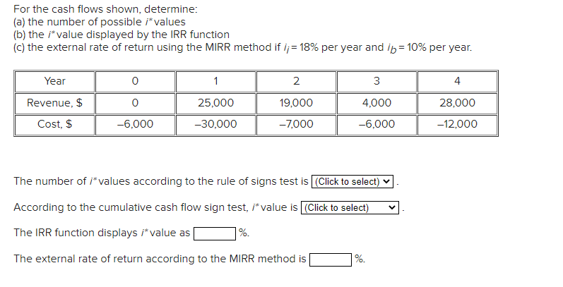 Solved For the cash flows shown, determine: (a) the number | Chegg.com