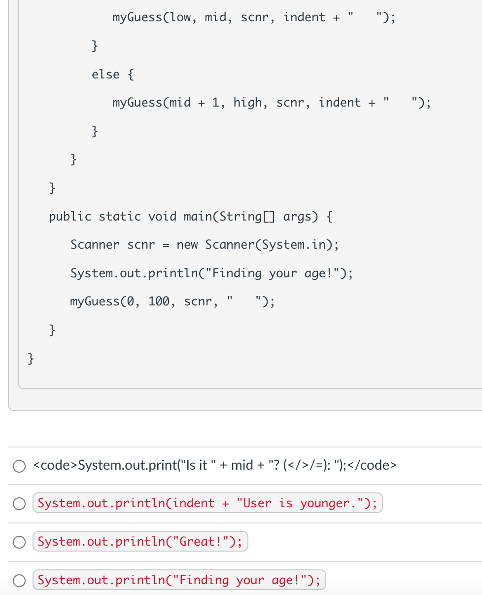 Solved Find the output statement that is used for debugging | Chegg.com