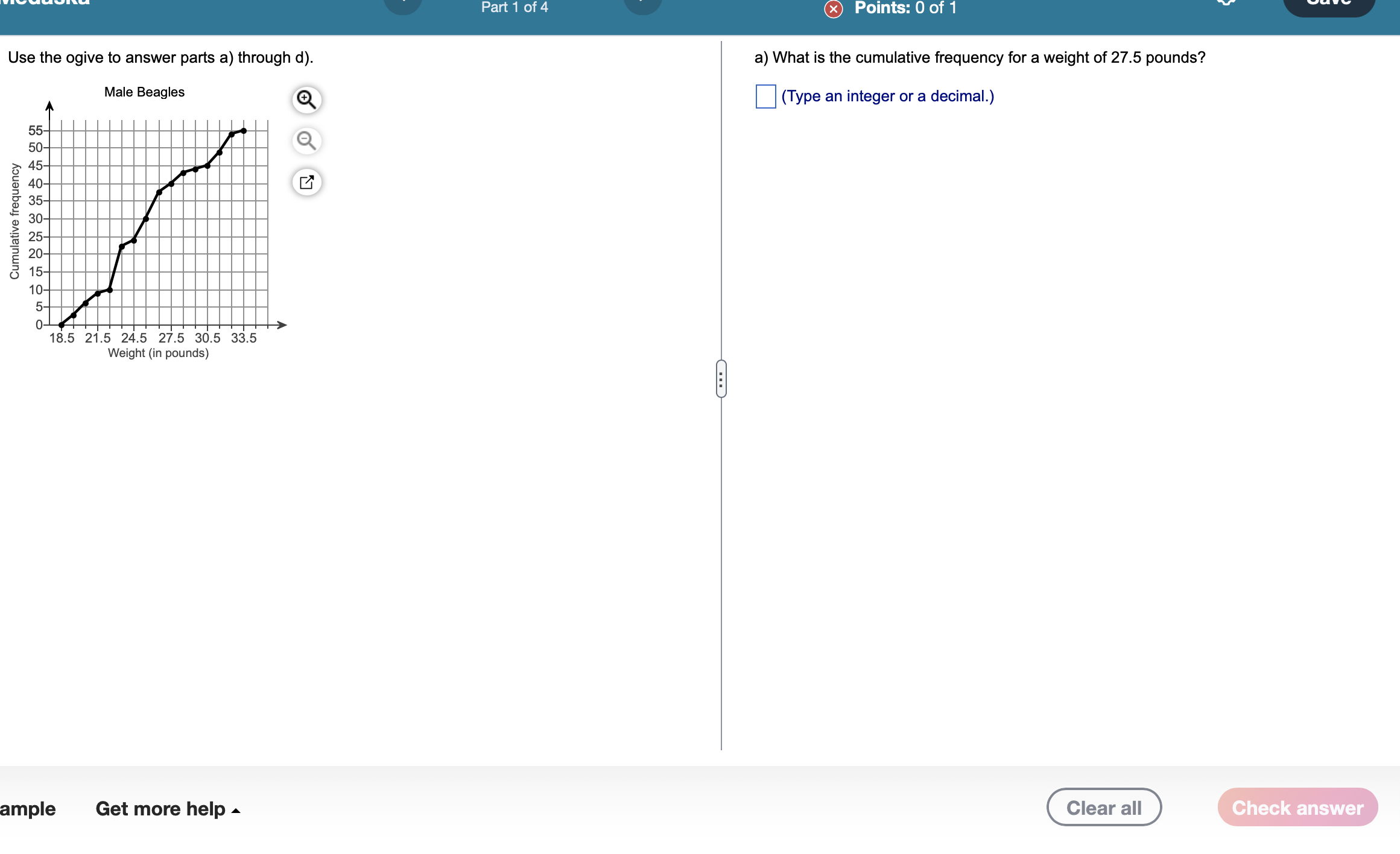 Solved Use the ogive to answer parts a) through d). a) What | Chegg.com