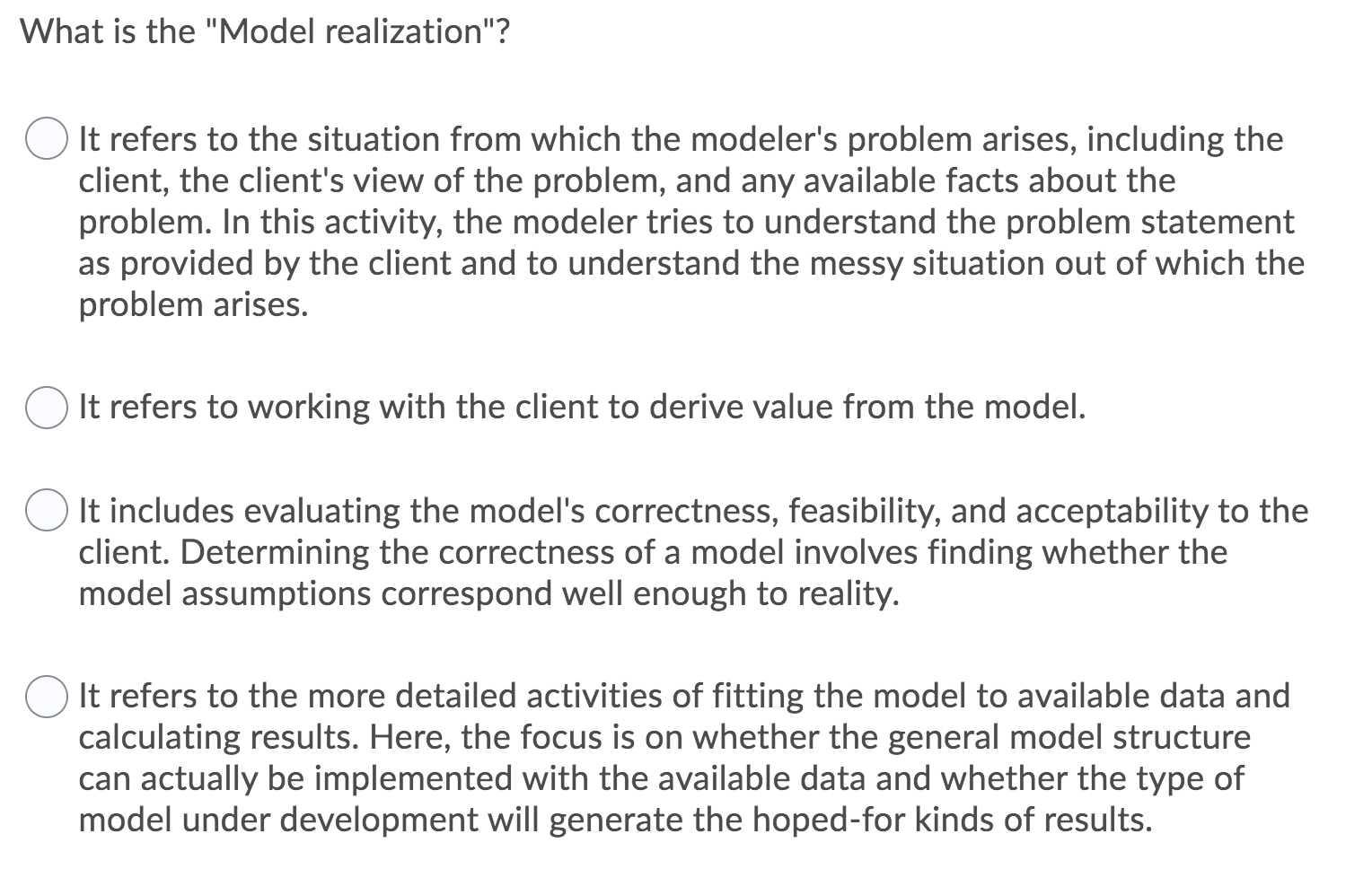 Solved What is the "Model realization"? It refers to the | Chegg.com
