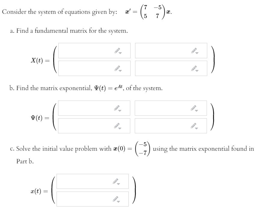 Solved Consider the system of equations given by: x' = ( 5 | Chegg.com