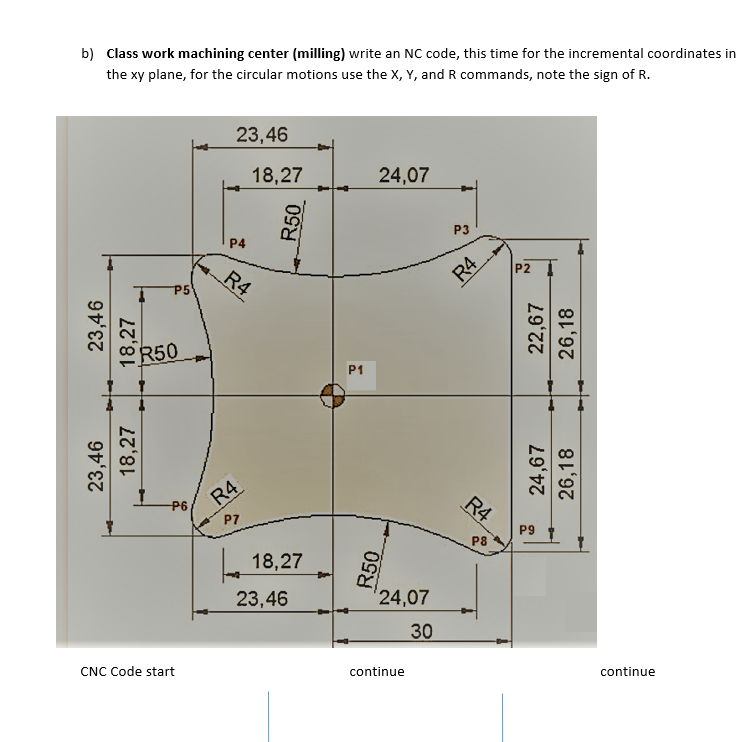 Solved b) Class work machining center (milling) write an NC | Chegg.com