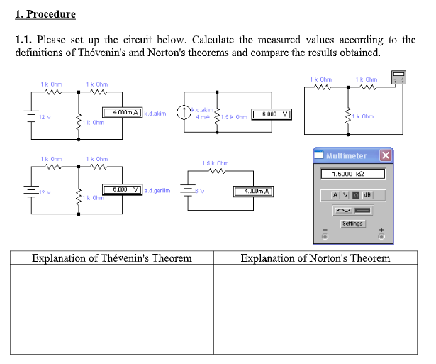 Solved 1.1. Please set up the circuit below. Calculate the | Chegg.com