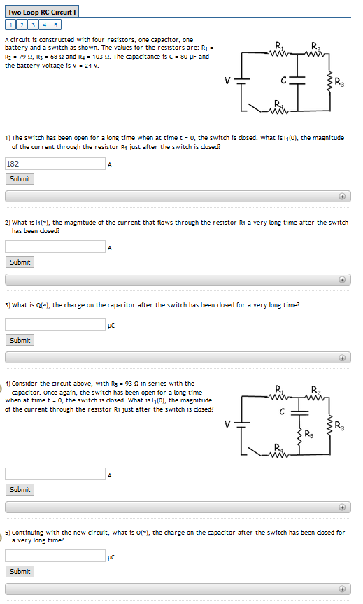 Solved Two Loop RC Circuit 1 A circuit is constructed with | Chegg.com