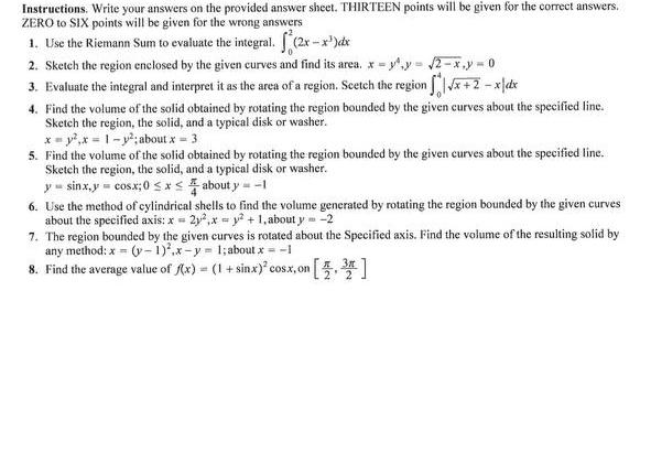 Solved Instructions. Write your answers on the provided | Chegg.com