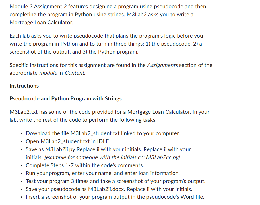 Module 3 Assignment 2 features designing a program | Chegg.com