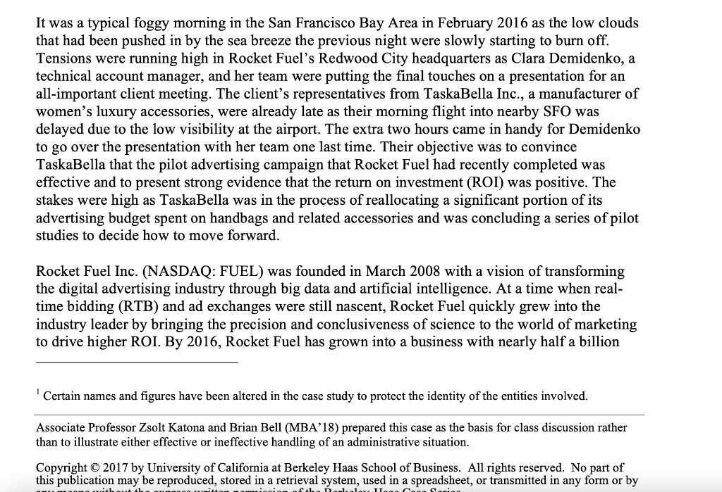 Solved It was a typical foggy morning in the San Francisco | Chegg.com