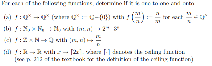 Solved For each of the following functions, determine if it | Chegg.com
