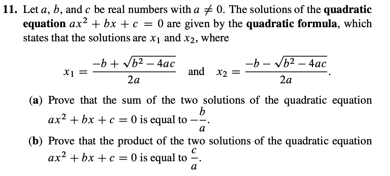 Solved (a) Using quadratic formula prove that if a monic | Chegg.com