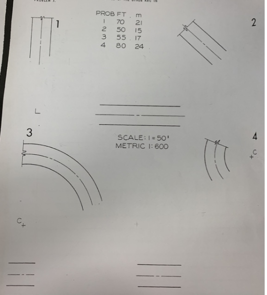 Construct arcs tangent to the road segments using the | Chegg.com