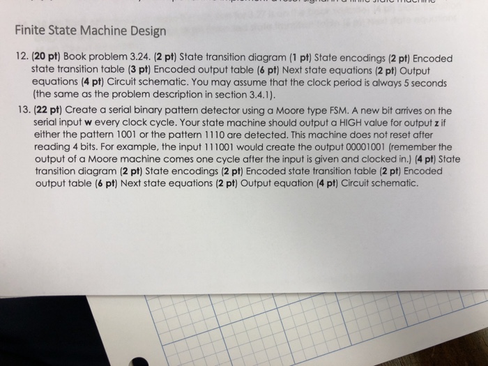 Solved Finite State Machine Design 12. (20 pt) Book problem | Chegg.com