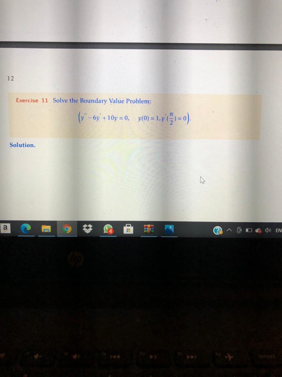Solved Solve the Boundary Value Problem: y 00 − 6y 0 + 10y = | Chegg.com