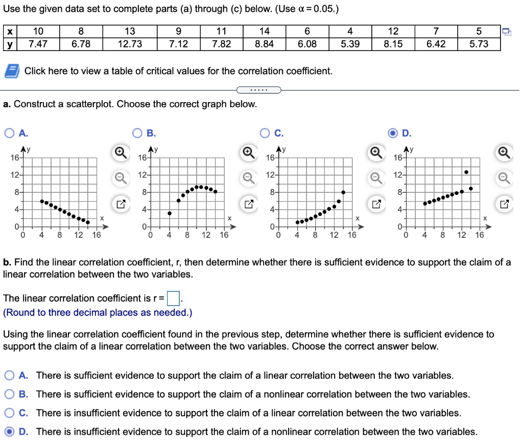Solved Use the given data set to complete parts (a) through | Chegg.com