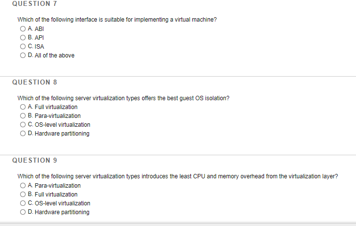 Solved QUESTION 7 Which of the following interface is | Chegg.com