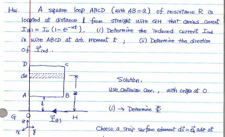Solved Hw. A square loop ABCD (with AB=A) of resistance R is | Chegg.com