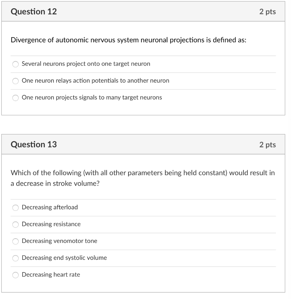 Solved Divergence of autonomic nervous system neuronal | Chegg.com