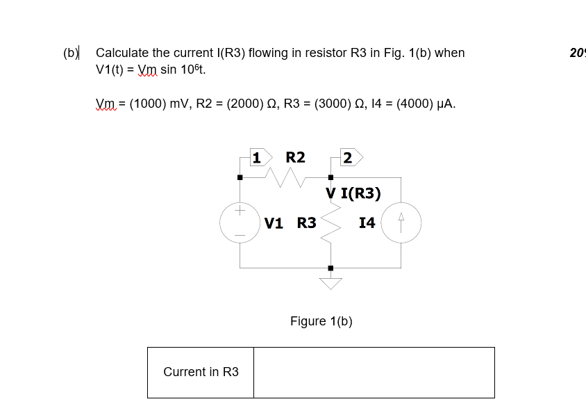 Solved Calculate the current I(R3) flowing in resistor R3 in | Chegg.com