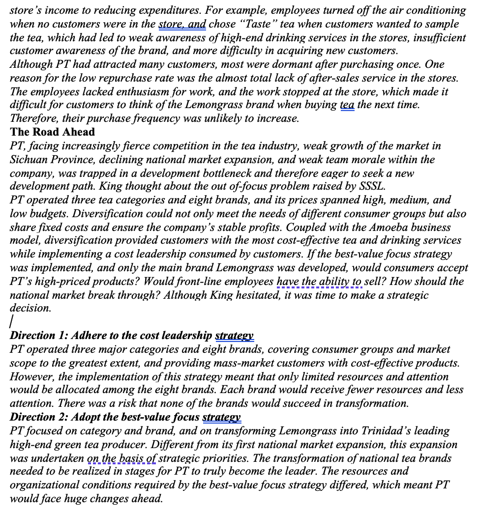 Solved Case Study Question Pataka Tea Co., Ltd. (PT) - | Chegg.com