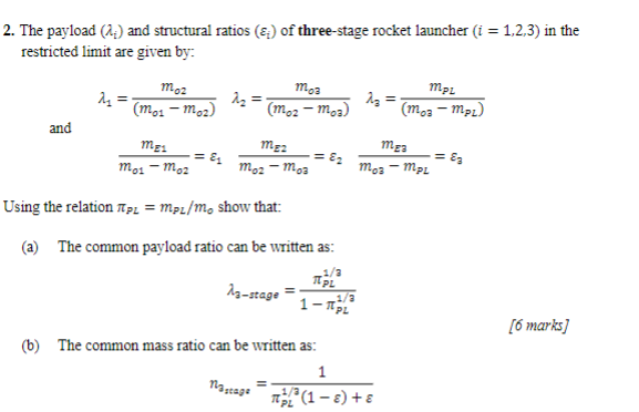 Solved 2. The payload (2₂) and structural ratios (&) of | Chegg.com