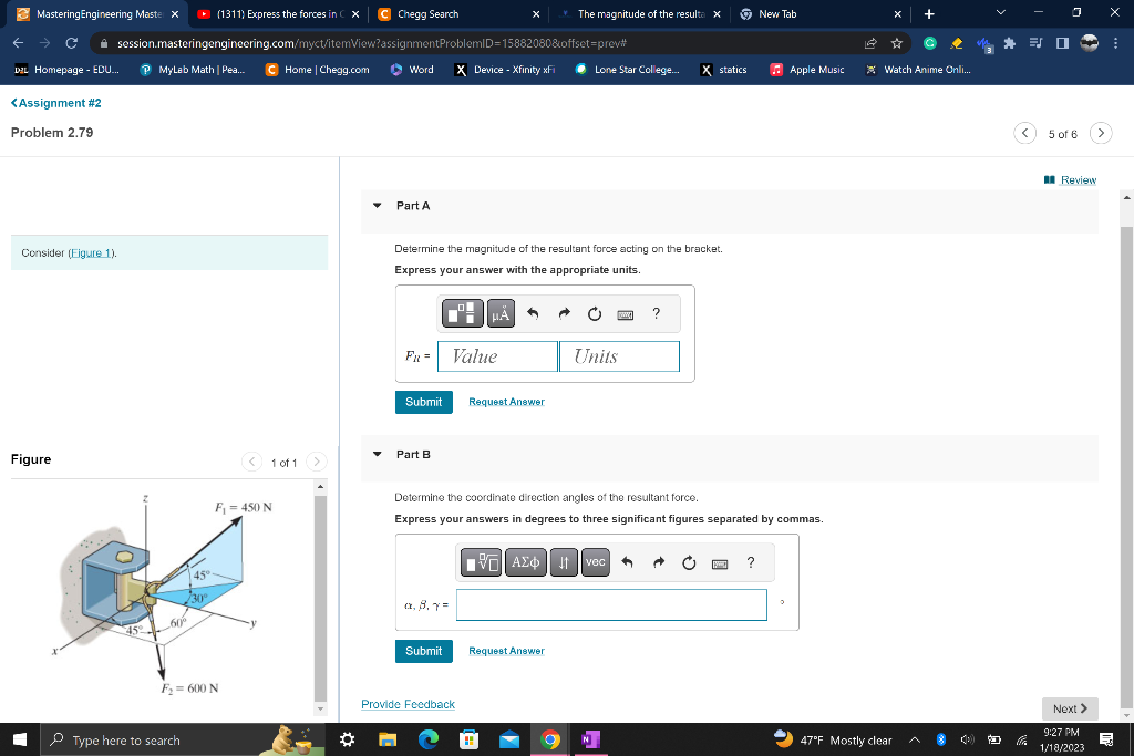 [Solved]: Determine the magnitude of the resultant force a