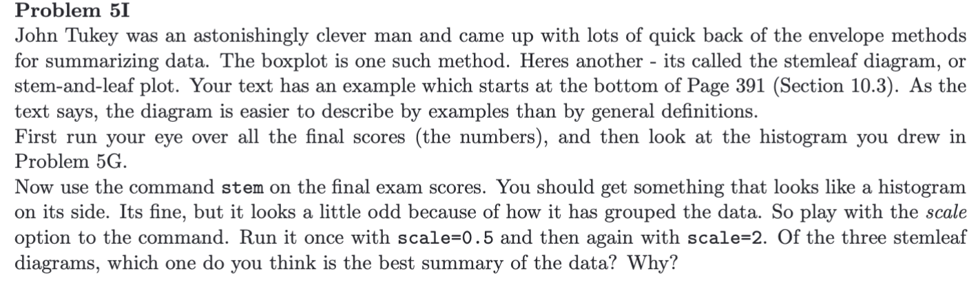 Problem 5I John Tukey was an astonishingly clever man | Chegg.com