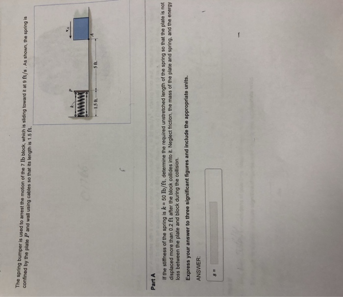 Solved The spring bumper is used to arrest the motion of the | Chegg.com