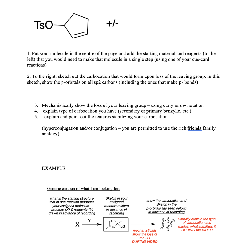 Solved TsO +/- 1. Put your molecule in the centre of the | Chegg.com