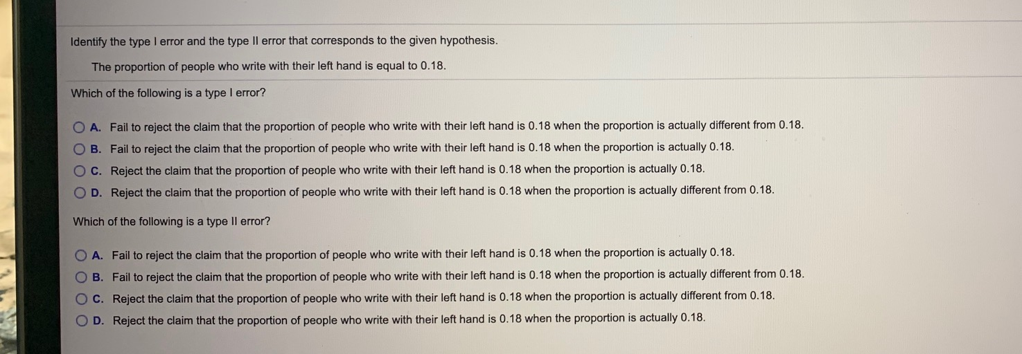 Solved Identify the type I error and the type II error that | Chegg.com
