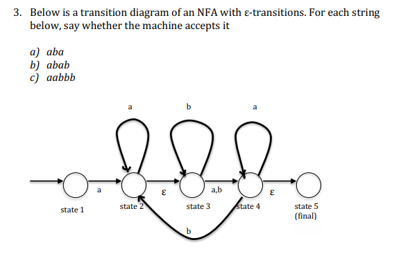 Solved 3. Below is a transition diagram of an NFA with | Chegg.com
