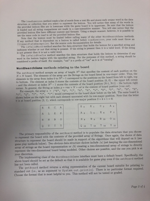 Solved Develop a class that implement the WordSearchGame | Chegg.com