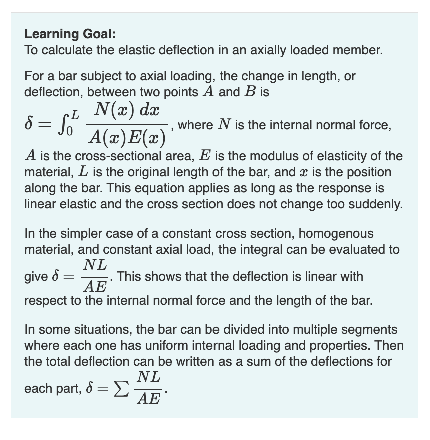 Solved Learning Goal: To calculate the elastic deflection in | Chegg.com