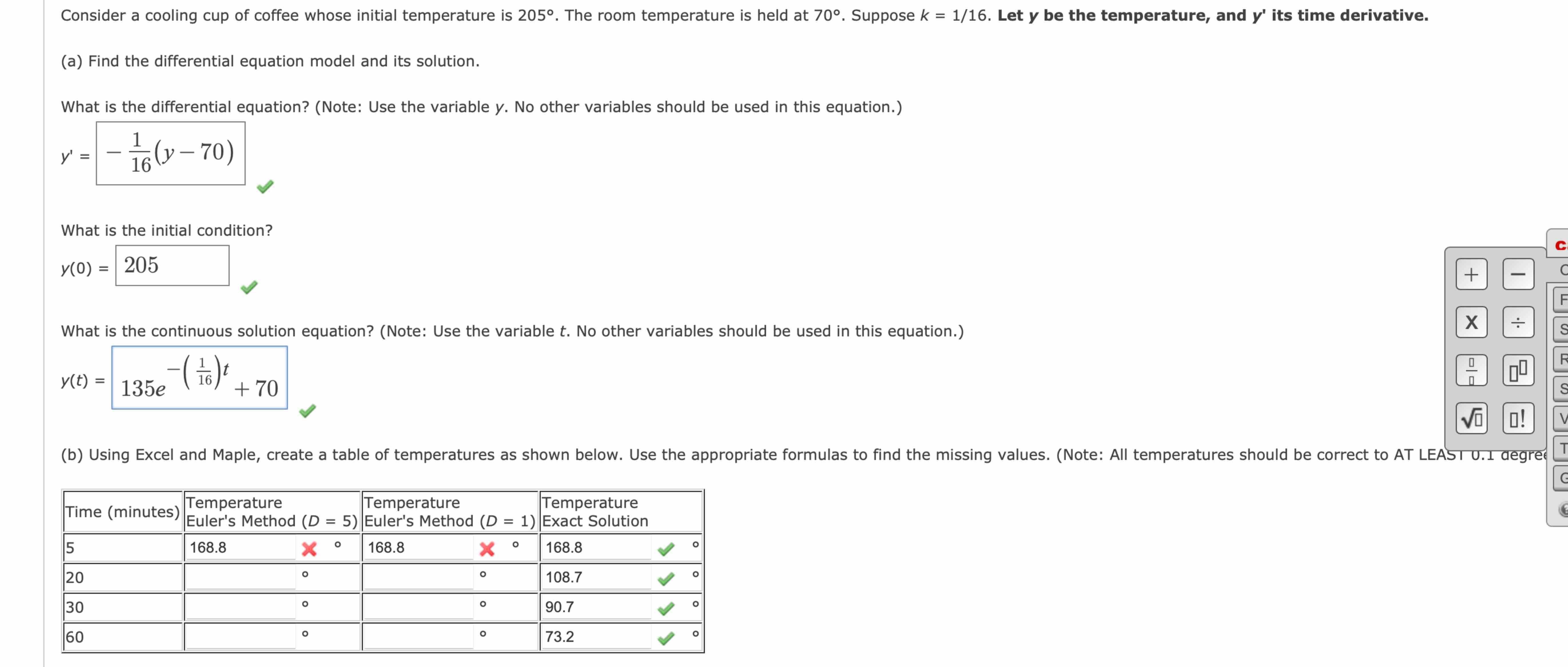 Solved (a) ﻿Find the differential equation model and its | Chegg.com
