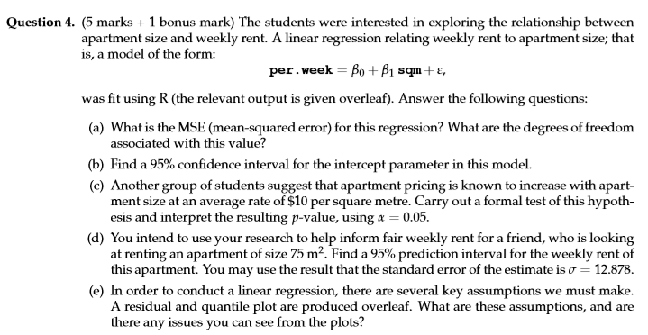 Question 4. (5 marks + 1 bonus mark) The students | Chegg.com