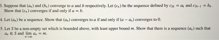 Solved 3. Suppose that (an) and (bn) converge to a and b | Chegg.com