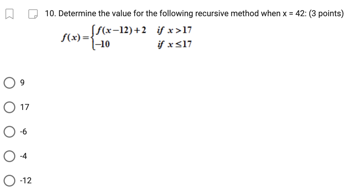 Solved 1. Determine the value for the following recursive | Chegg.com