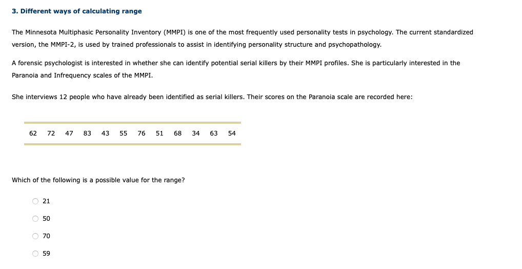 Solved 3. Different ways of calculating range The Minnesota | Chegg.com