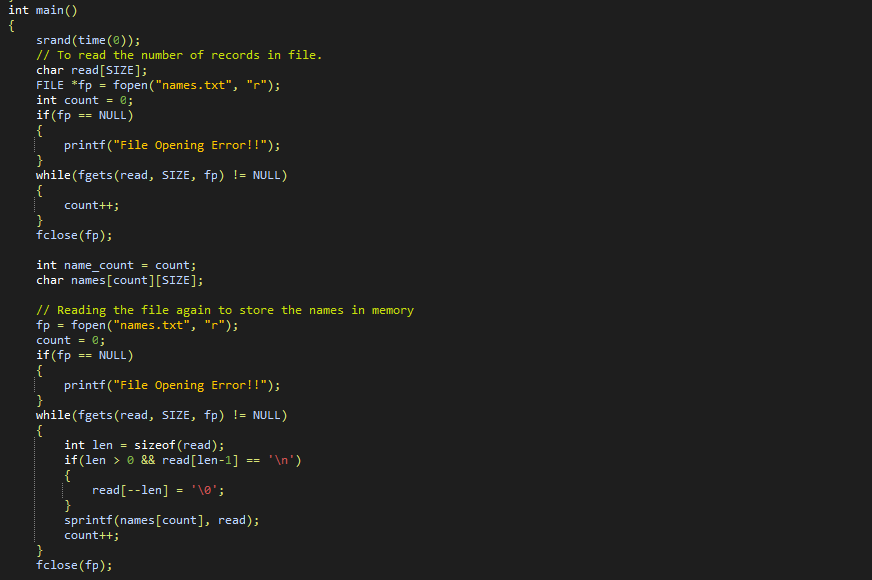 Solved int main() { srand(time()); // To read the number of | Chegg.com
