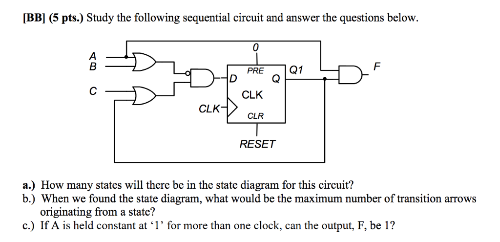Solved [BB] (5 pts.) Study the following sequential circuit | Chegg.com