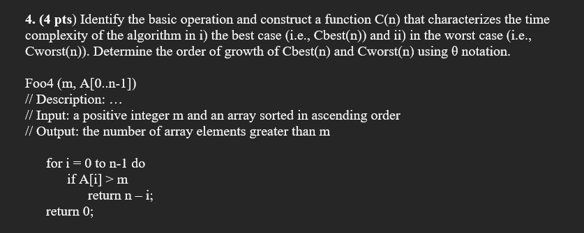 Solved (4 ﻿pts) ﻿Identify the basic operation and construct | Chegg.com