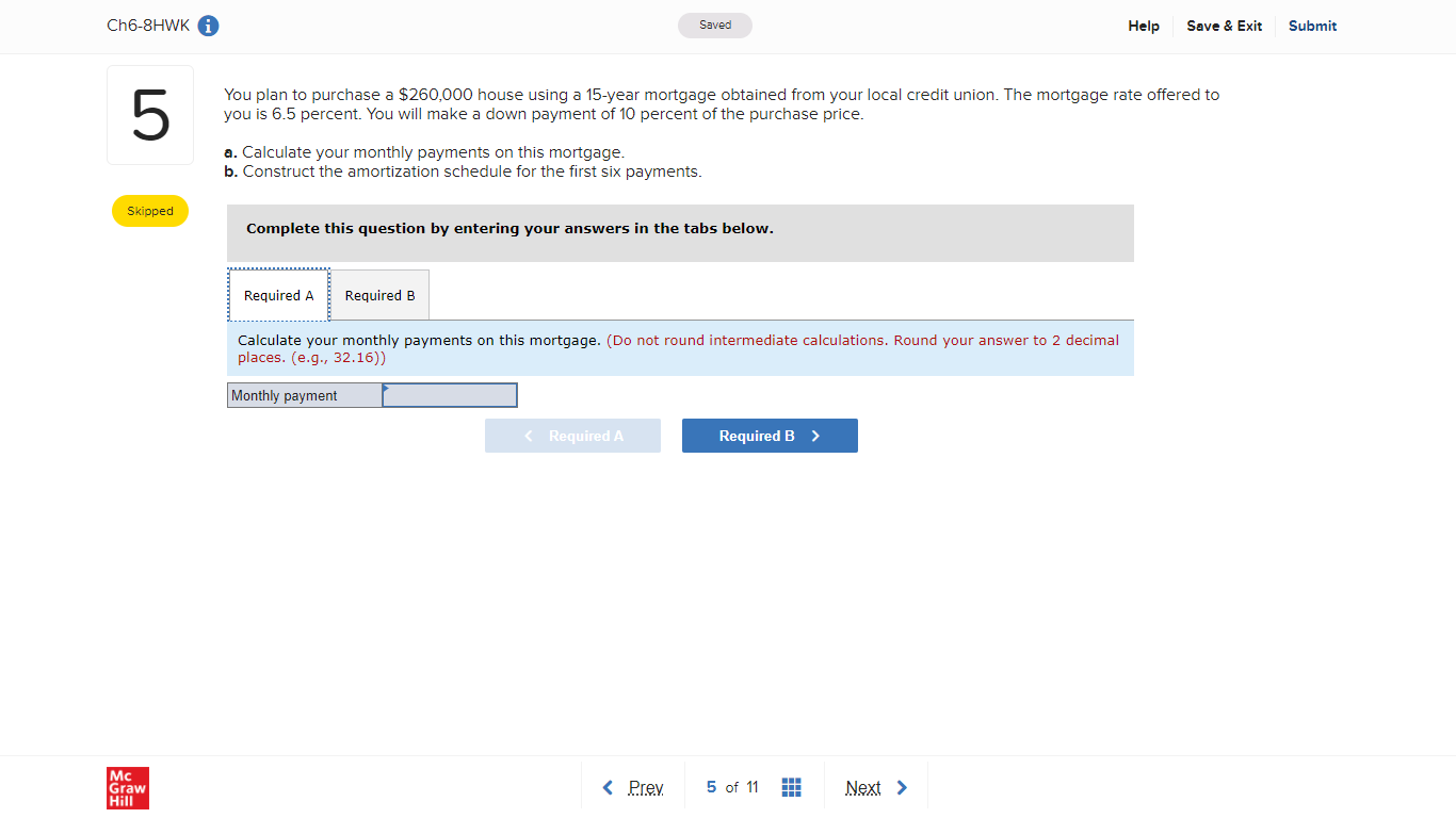 Solved Ch6-8HWK Saved Help Save & Exit Submit 5 You plan to | Chegg.com