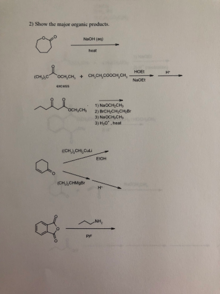 Solved 2) Show the major organic products. NaOH (aq) heat H* | Chegg.com