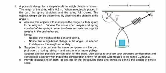 Solved WWWL 1. A possible design for a simple scale to weigh | Chegg.com
