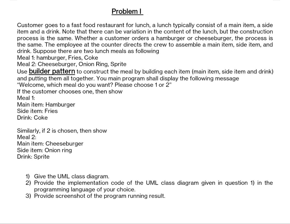 Solved Customer goes to a fast food restaurant for lunch, a | Chegg.com