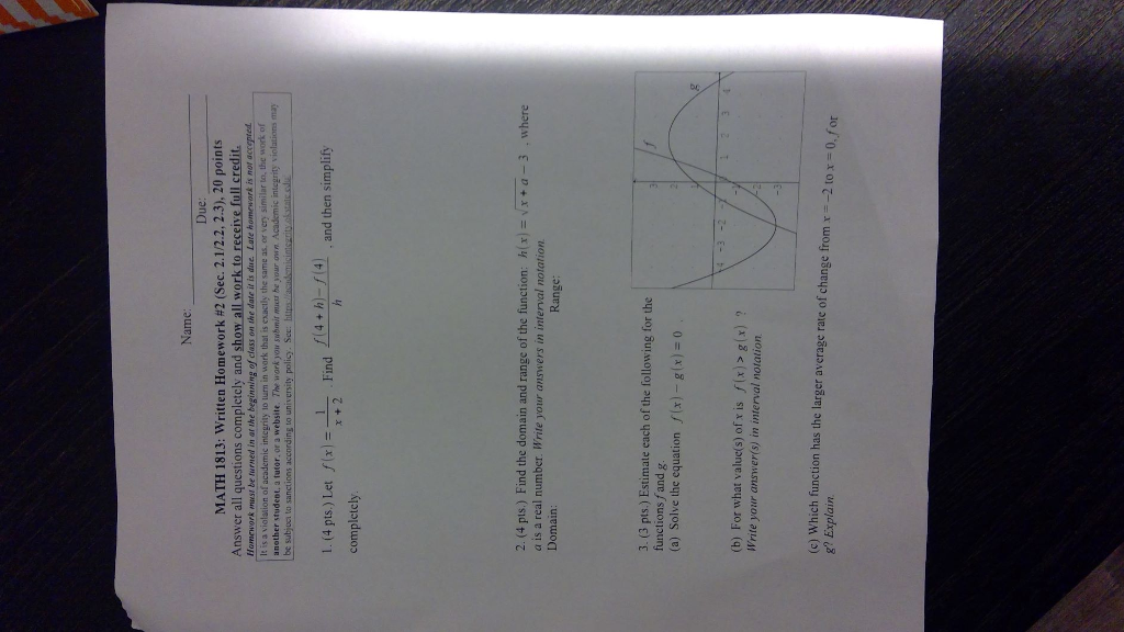 Solved Name: Due: MATH 1813: Written Homework #2 (Sec. | Chegg.com
