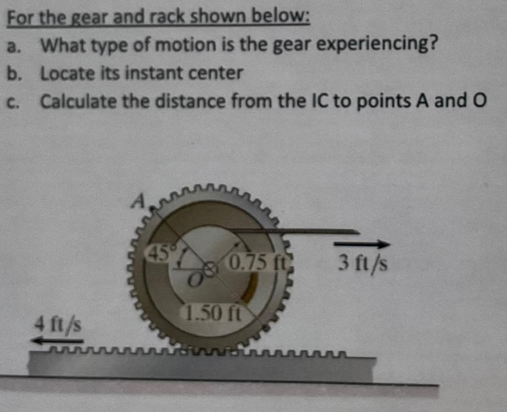 Solved For the gear and rack shown below: a. What type of | Chegg.com