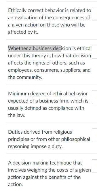 Solved Ethically correct behavior is related toan evaluation | Chegg.com