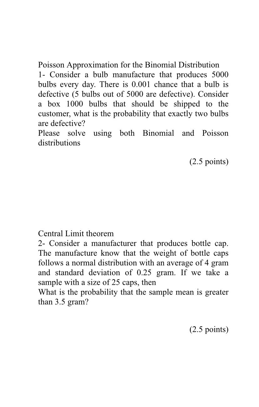 Solved Poisson Approximation for the Binomial Distribution | Chegg.com