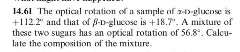 Solved 14.61 The optical rotation of a sample of α-D-glucose | Chegg.com
