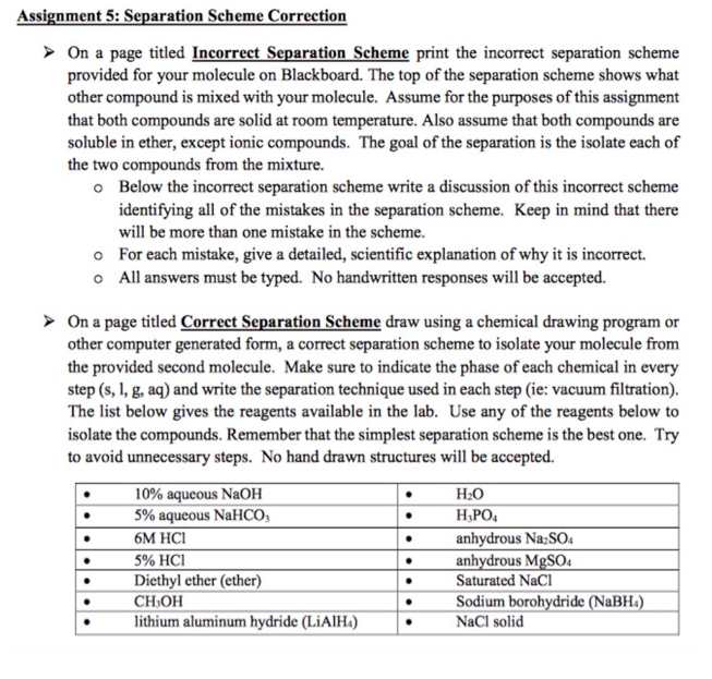 Solved Assignment 5: Separation Scheme Correction On a page | Chegg.com