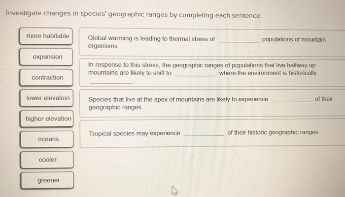 Solved Investigate changes in species' geographic ranges by | Chegg.com